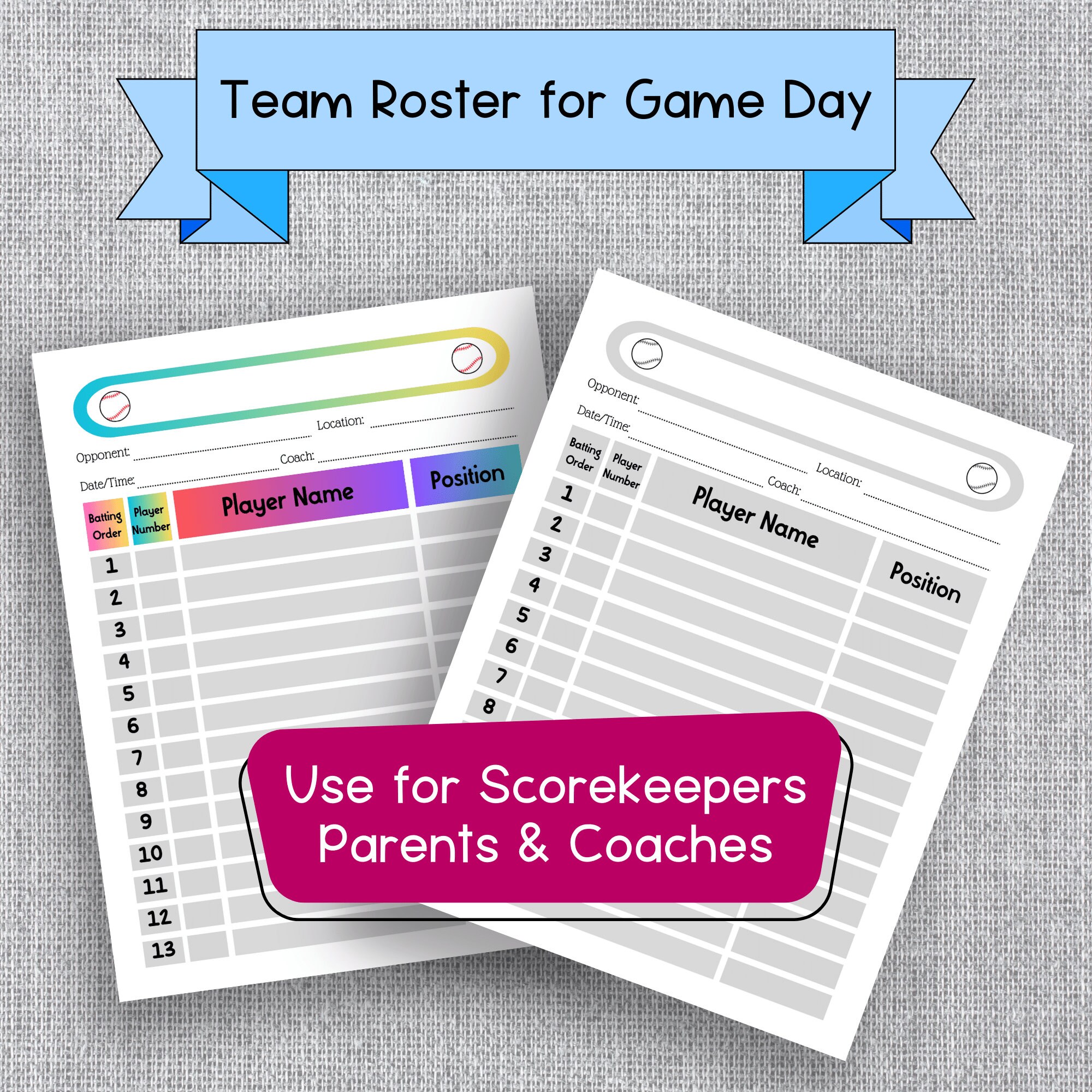 Baseball Coaching Printable Pages, Lineup Cards, Editable Batting Order ...