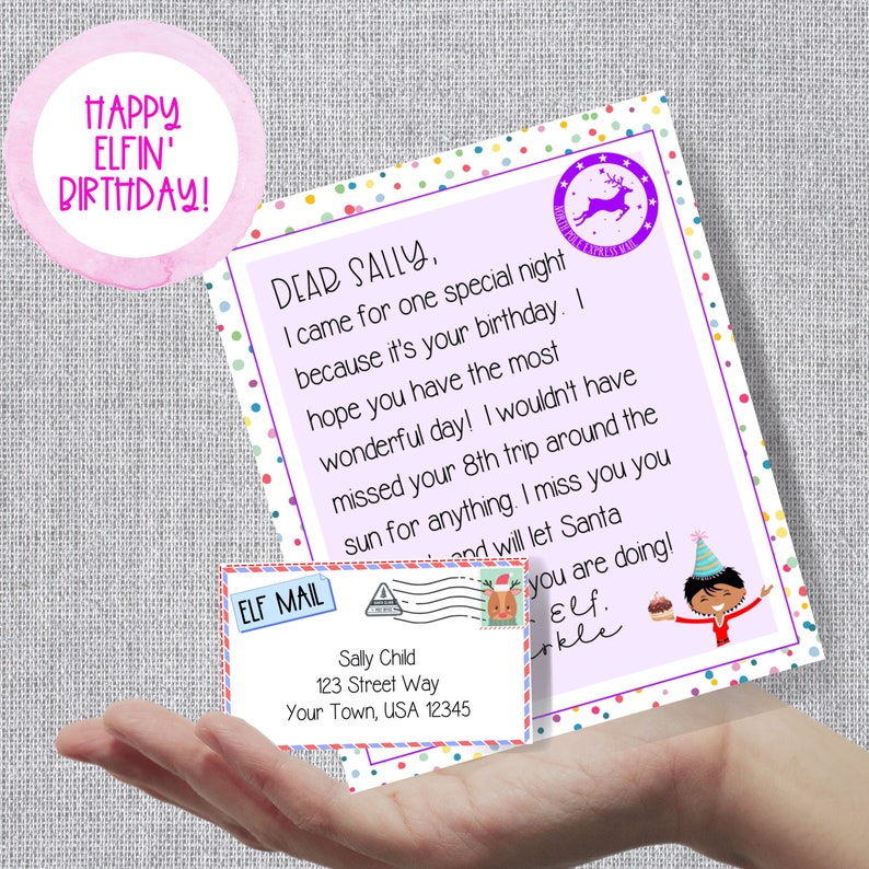 Editable Elf Birthday Letter: Magical Message With Envelope (digital ...