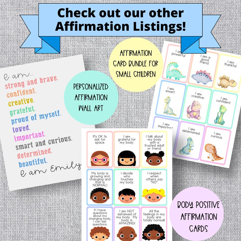 POSITIVE AFFIRMATION POSTERS for Kids, Printable Digital Download Wall ...