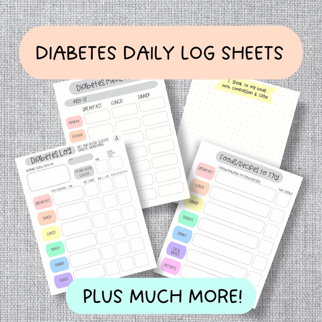 PRINTABLE BLOOD SUGAR Tracking Log Sheets for Type 1 or 2 Diabetes ...
