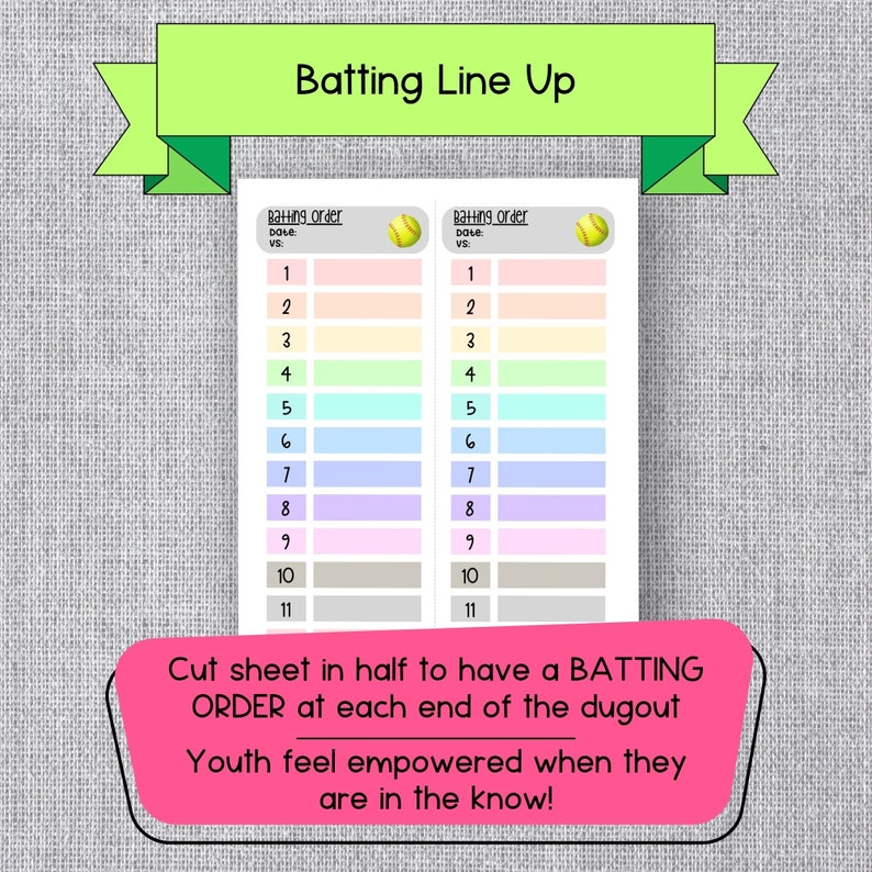 Softball Coaching Printables: Lineup Cards, Batting Order (digital ...