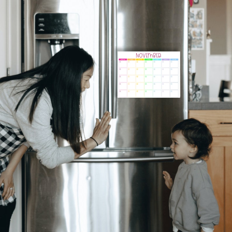 Rainbow Colored Blank Monthly Printable Calendar - Organize Your Year ...