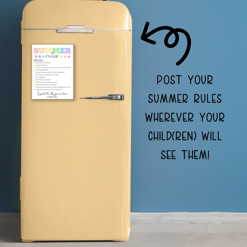 PRINTABLE SUMMER RULES for Kids, Summer Routine and Chore Chart ...