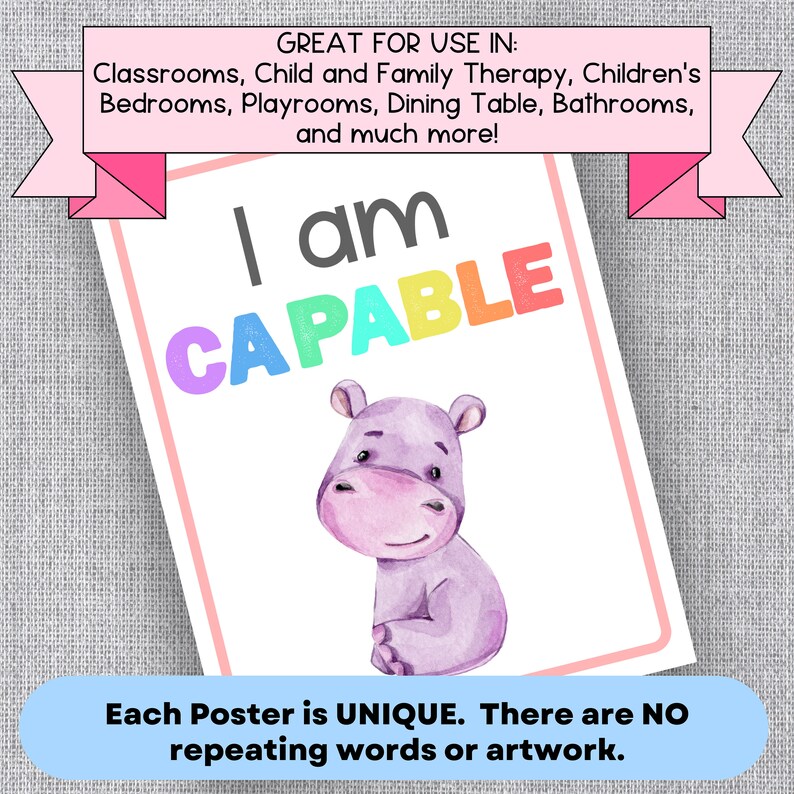 POSITIVE AFFIRMATION POSTERS for Kids, Printable Digital Download Wall ...
