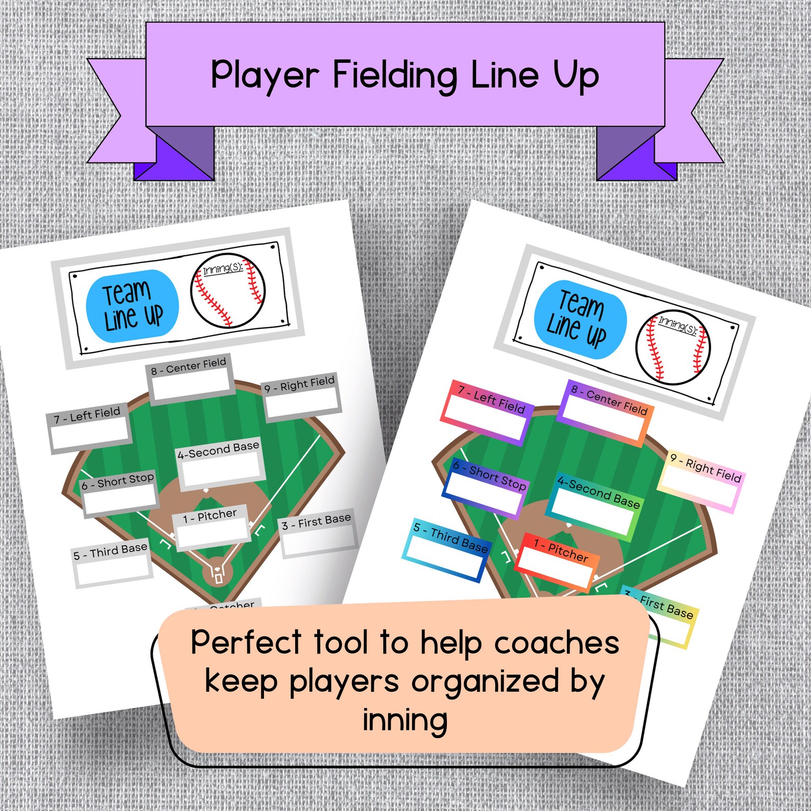 Baseball Coaching Printable Pages, Lineup Cards, Editable Batting Order ...