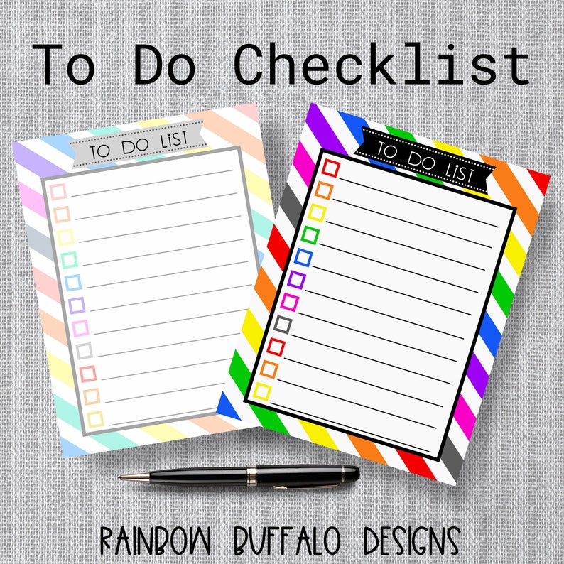 Rainbow To-do List Printable: Daily Checklist Planner (PDF, Digital ...