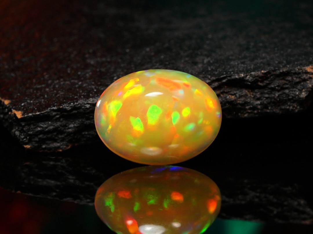 Natural Ethiopian Yellow Opal Oval Shape Cabochon Loose Gemstone for ...
