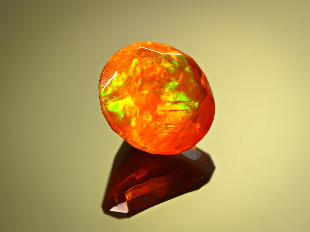 7mm AAA Grade Orange Opal , Multi Fire Opal Faceted Round Cut , Orange ...