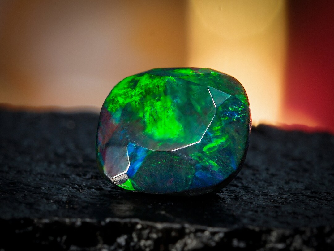 Ethiopian Black Opal Faceted Cushion Cut Loose Gemstone, Semi Precious ...