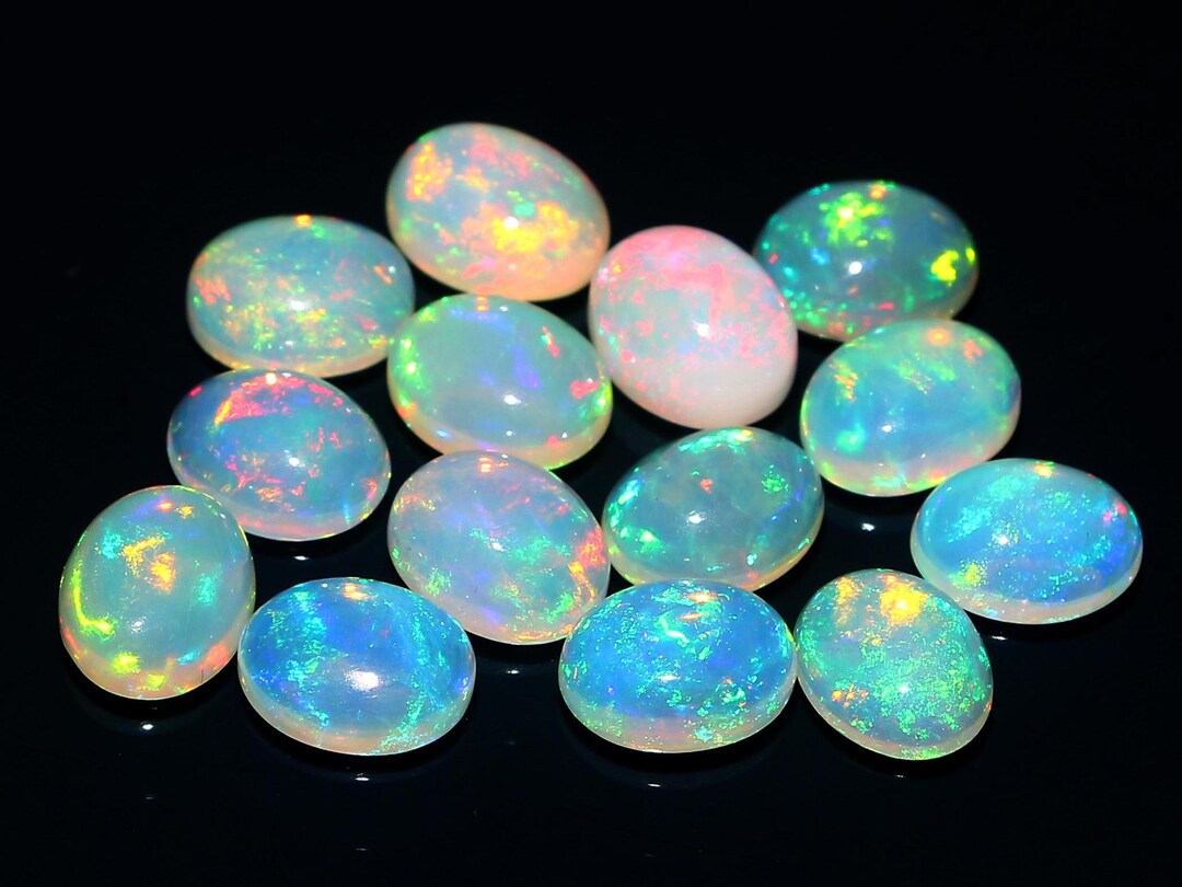 Colorful Untreated Opal Cabochon Loose Natural White Opal Gemstone 10X8 ...