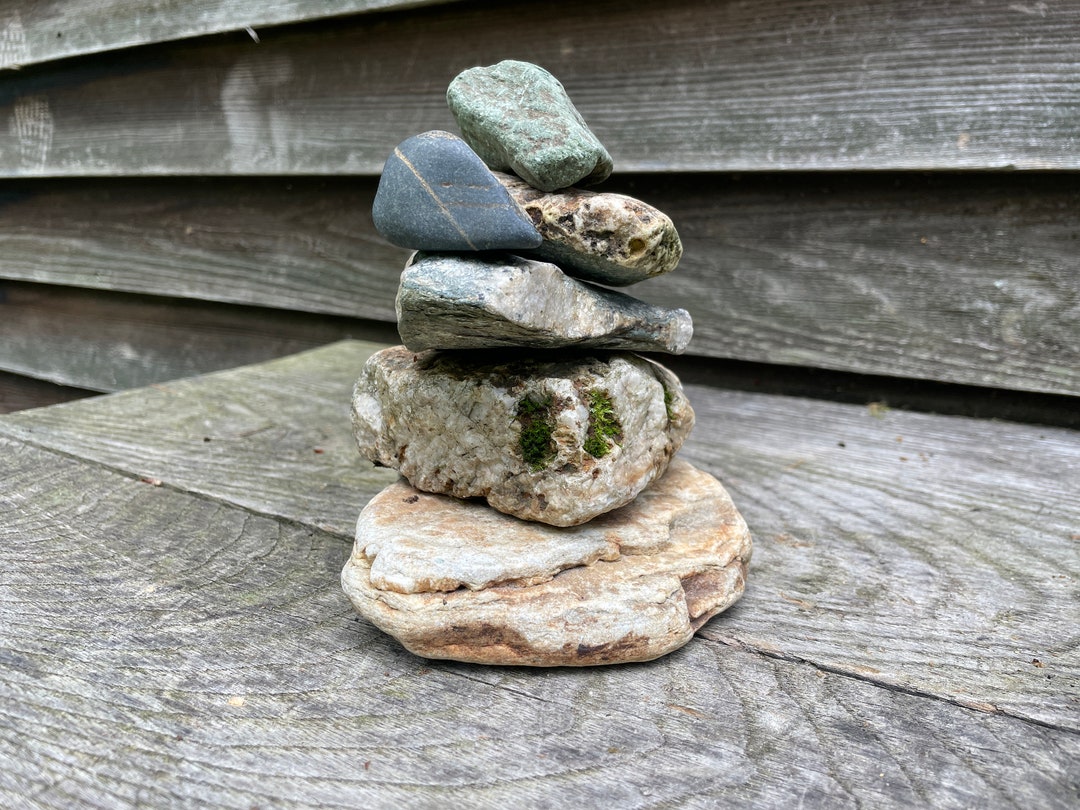 Zen Garden Cairn Statue, Natural Stone Yard Art, Meditation Altar ...