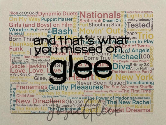 Glee Episodes A4 Poster Print and Thats What You Missed on | Etsy