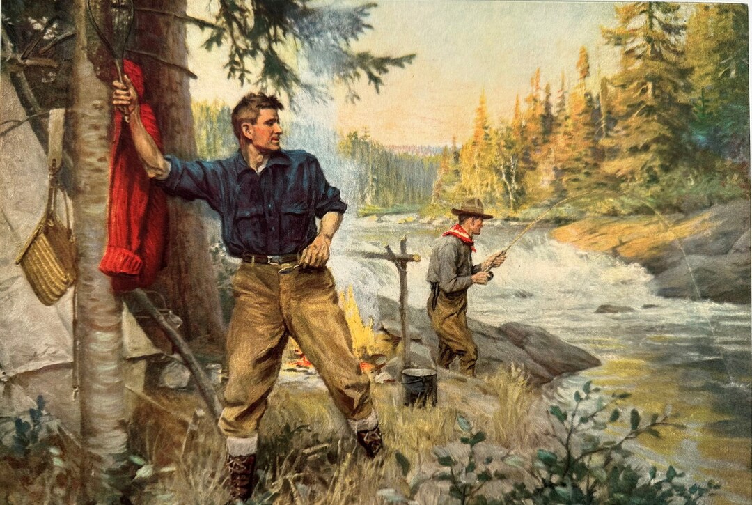 Original Vintage 7x10 Philip Goodwin Western Art Print, Fishing ...
