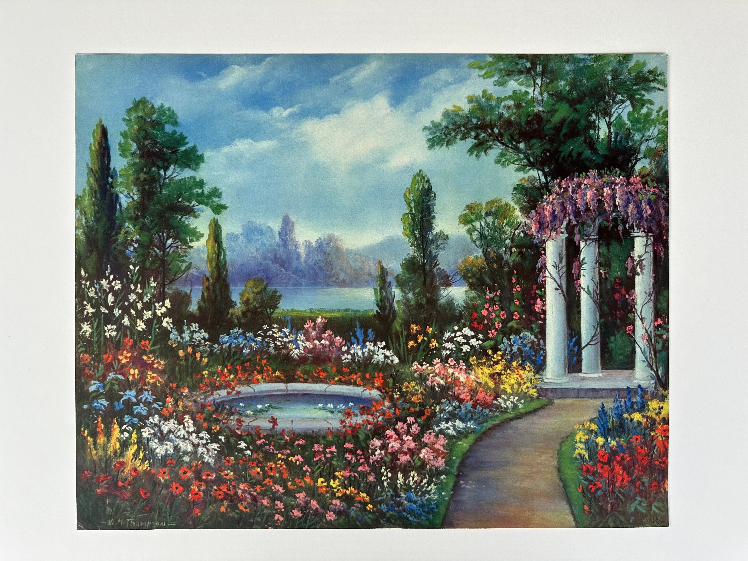 Large Vintage Picture Print, Path of Blossoms Hollywood, CA by WM ...