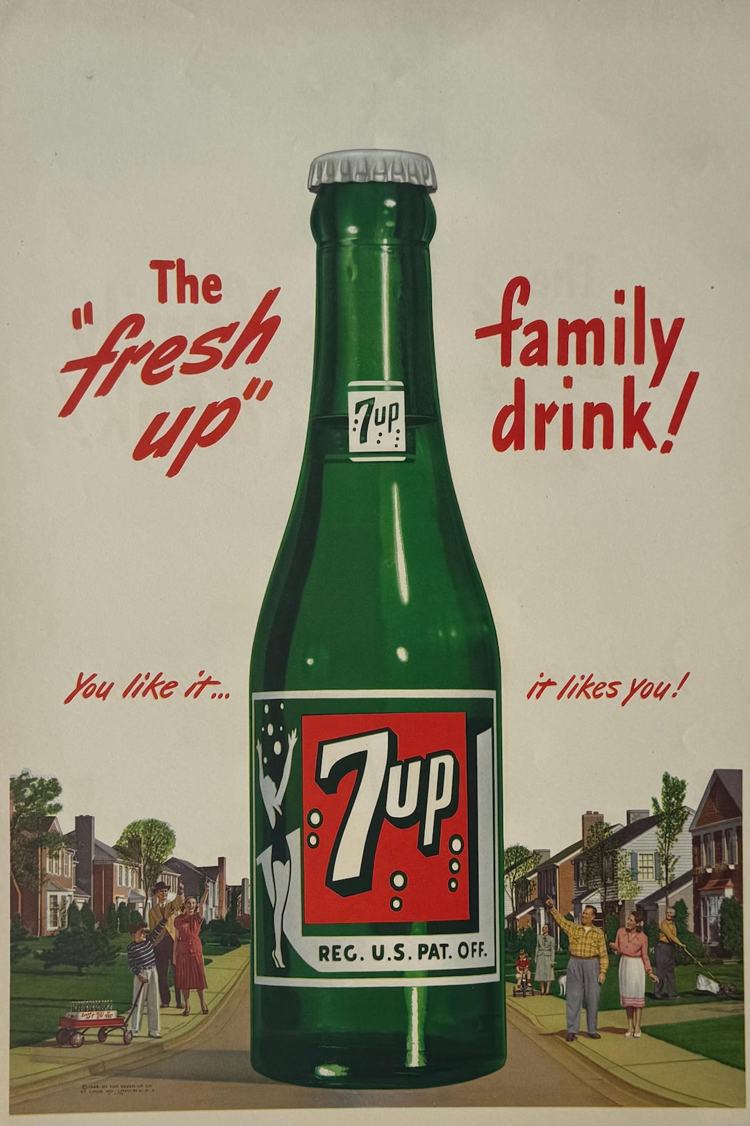 7up Soda Original Vintage 1948 the Fresh up Family Drink Advertising ...