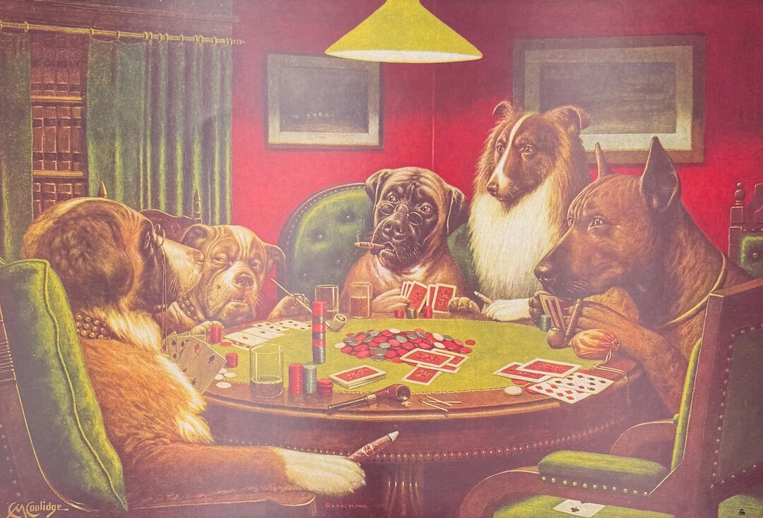 Vintage Dogs Playing Poker Print, A Bold Bluff, Humor Art - Etsy