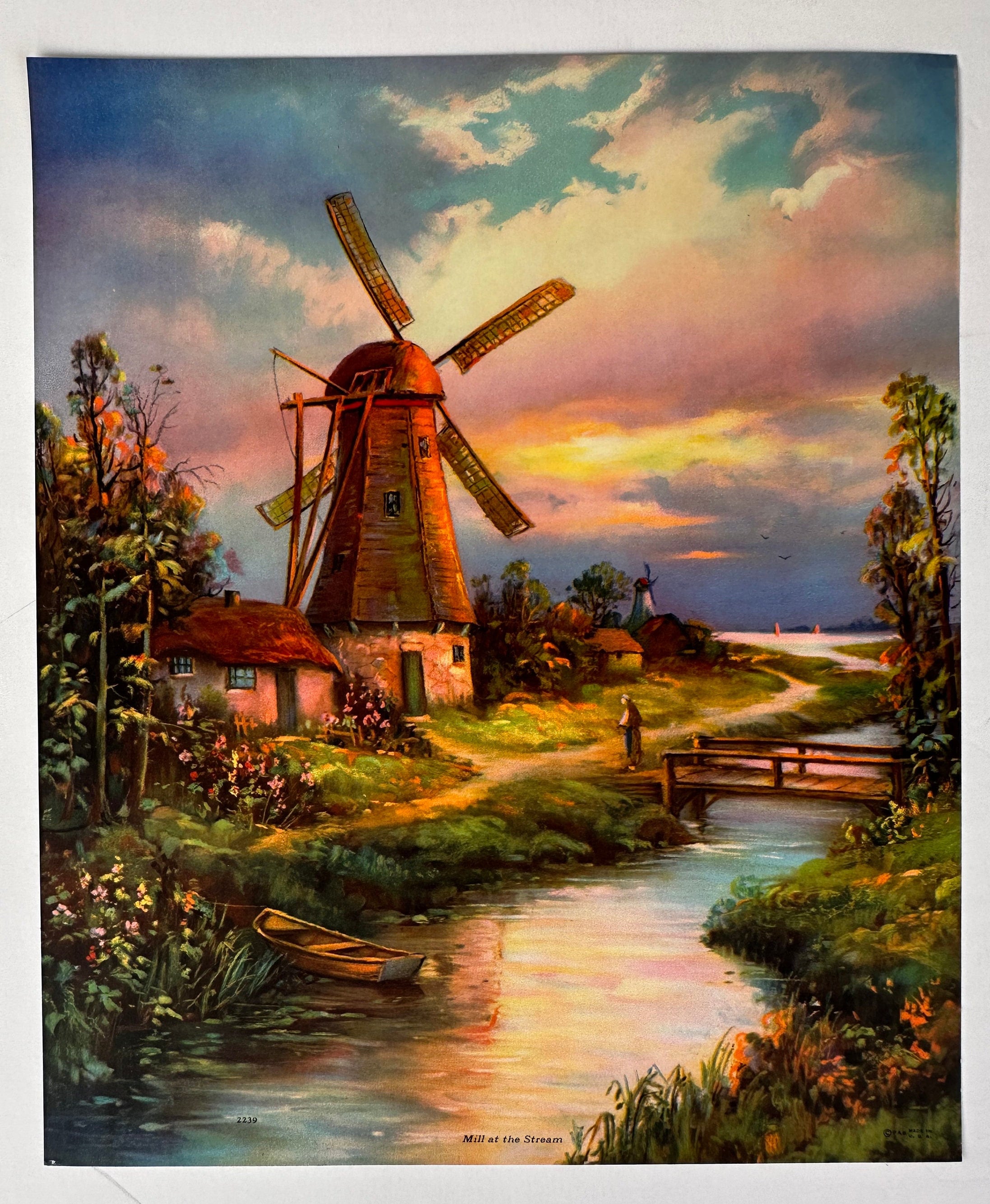 Vintage Dutch Windmill 11x9 Pastel Print, Cottage Wall Art - Etsy