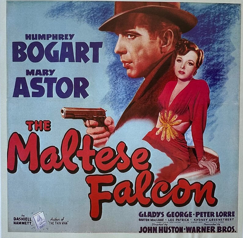 Maltese Falcon Movie Poster Vintage 1983 Reproduction Wall - Etsy