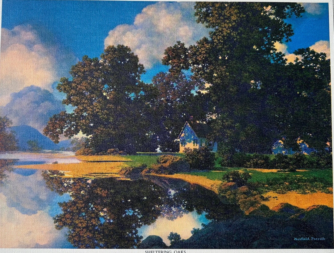 Vintage 1970s Canvas Art Landscape Print Maxfield Parrish Sheltering ...