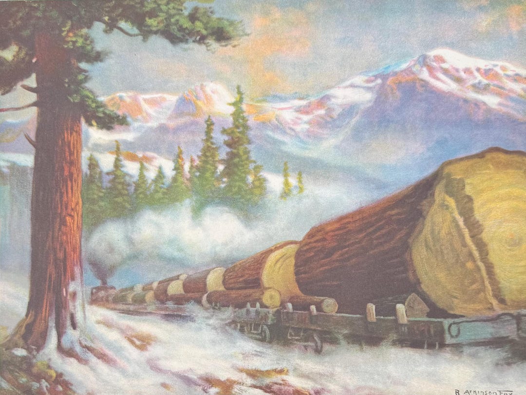 A Fallen Monarch, Vintage R. Atkinson Fox 1920s Western Print, Log ...