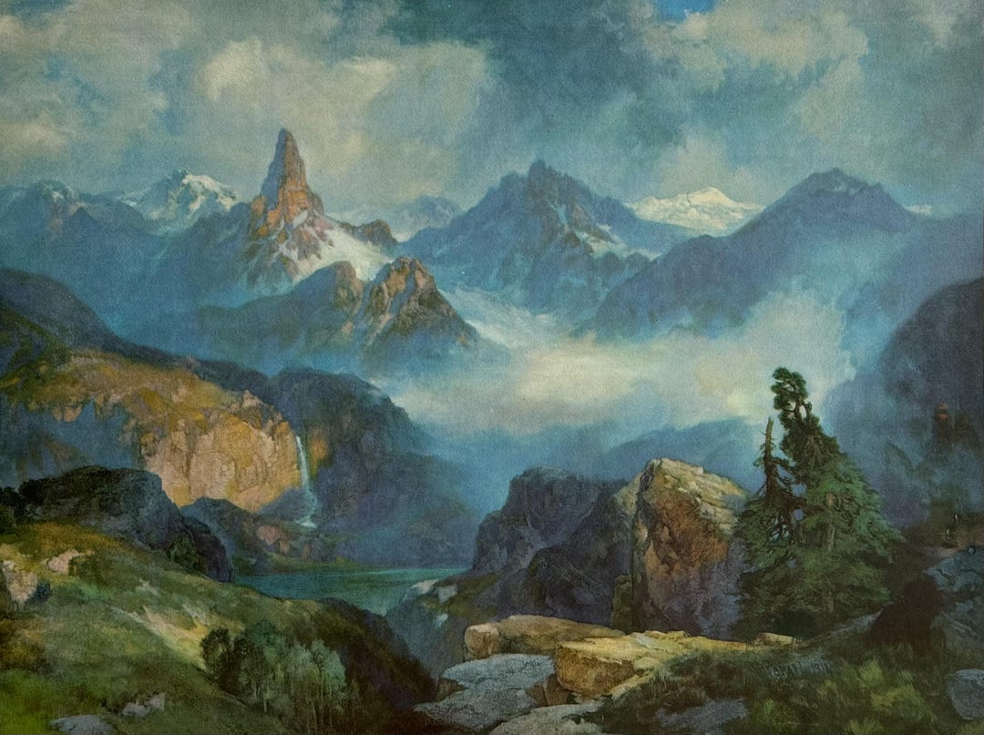 Original Vintage 1930 Thomas Moran Print Index Peak Near Red Lodge ...