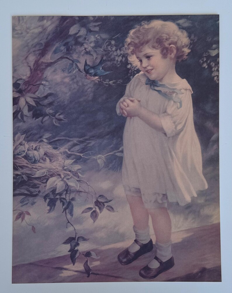 Vintage Zula Kenyon Bluebird of Happiness Pastel Lithograph Art Print ...