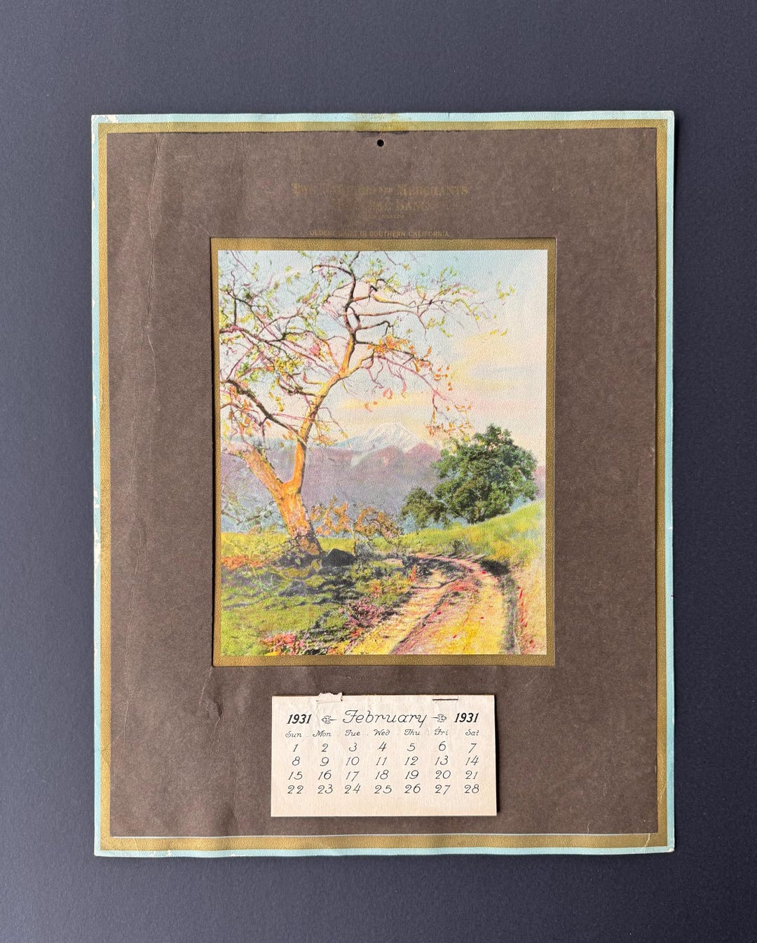 1931 Vintage Calendar With Winding Path and Mountain Scene, Farmers ...