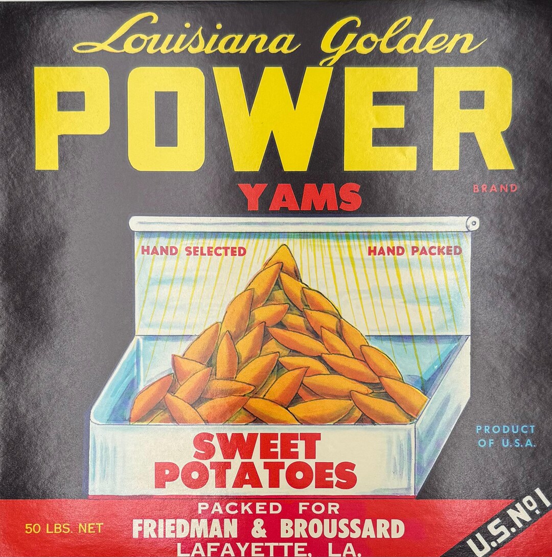 Vintage Louisiana Yams Crate Label, Golden Power Brand Kitchen Decor - Etsy
