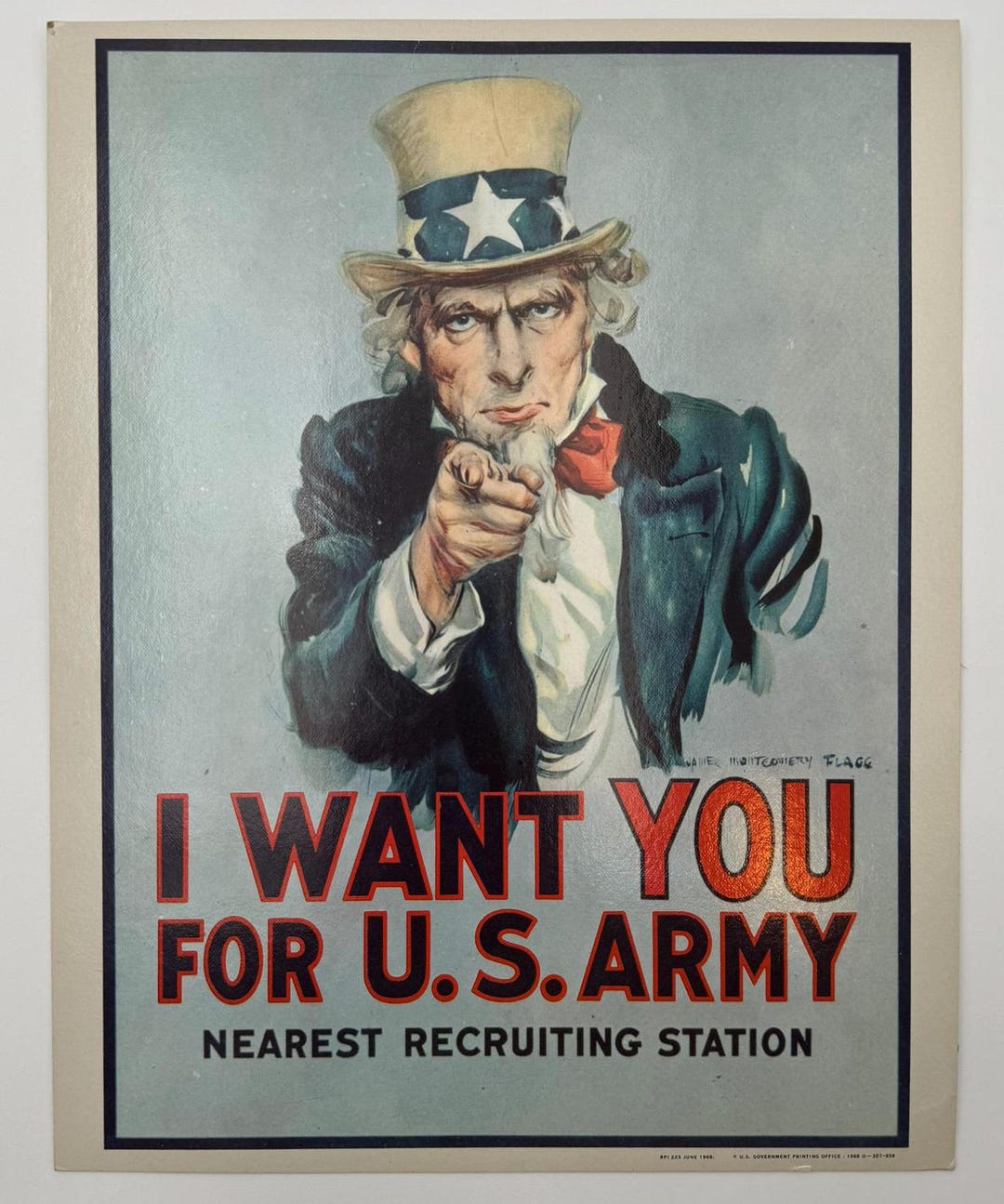 Vintage 1968 US Army I Want You Recruiting Poster, 11x14, Uncle Sam ...
