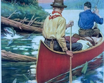 A Timely Catch, Philip R. Goodwin Western Print, Sportsman, Man Cave ...