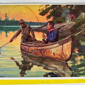 A Timely Catch, Philip R. Goodwin Western Print, Sportsman, Man Cave ...