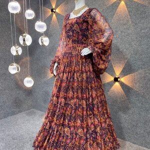 Amazing Indian Designer Georgette Digital Print Full Sleeve Gown for ...