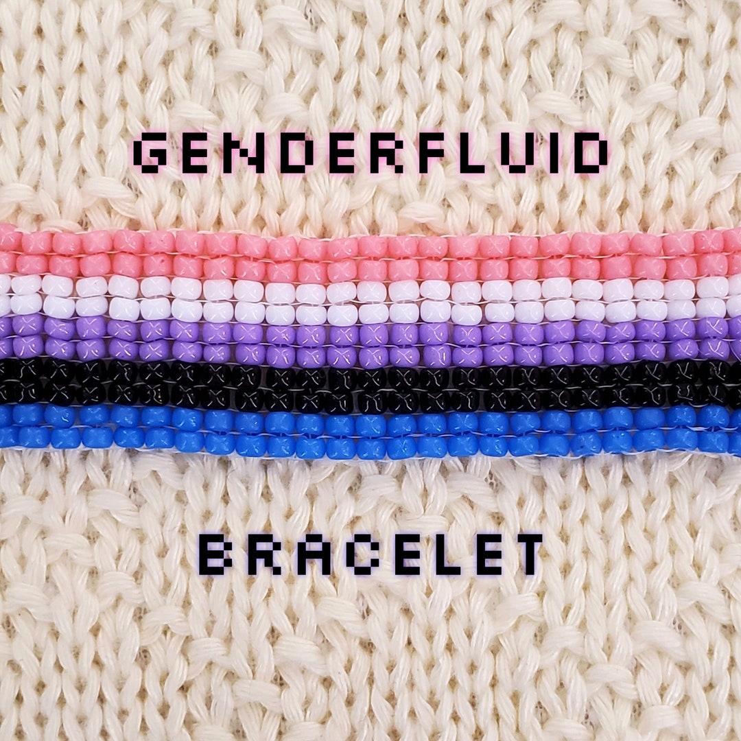 Genderfluid Pride Hand Beaded Bracelet, Optional Custom Pronouns ...