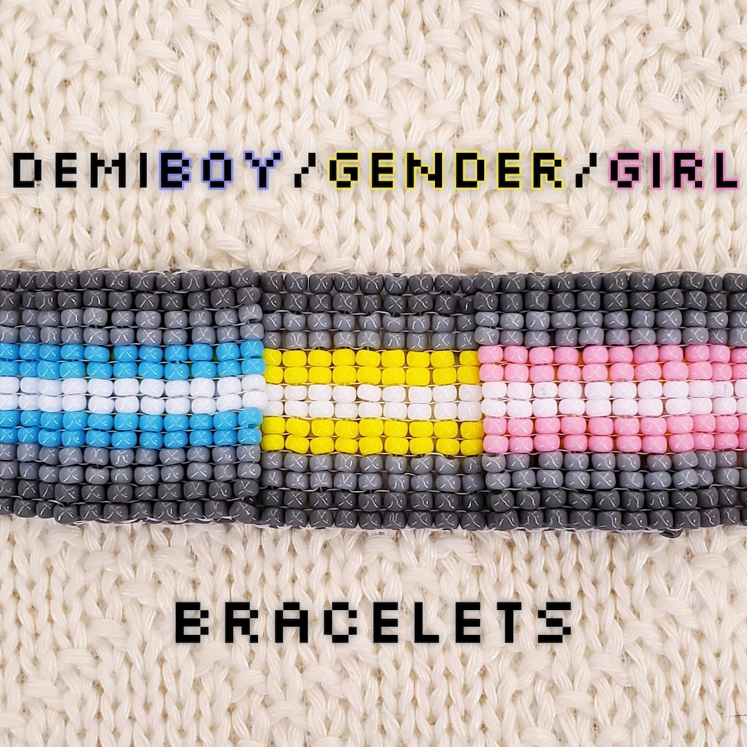 Demiboy, Demigender, Demigirl Pride Hand Beaded Bracelet, Optional Custom Pronouns, Unique ...
