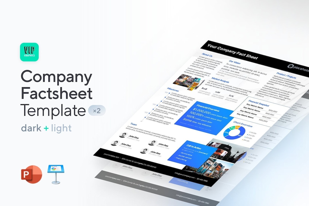 Company Factsheet - One-page Presentation Template for Powerpoint - Etsy