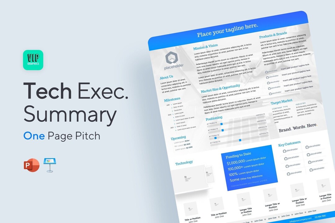Tech Startup Executive Summary / One-page Pitch Presentation Template ...