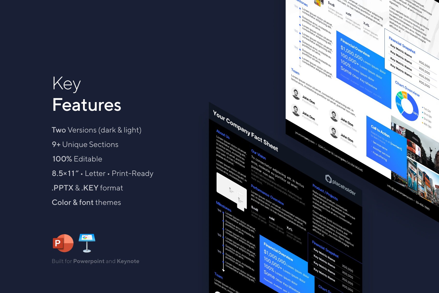 Company Factsheet - One-page Presentation Template for Powerpoint - Etsy
