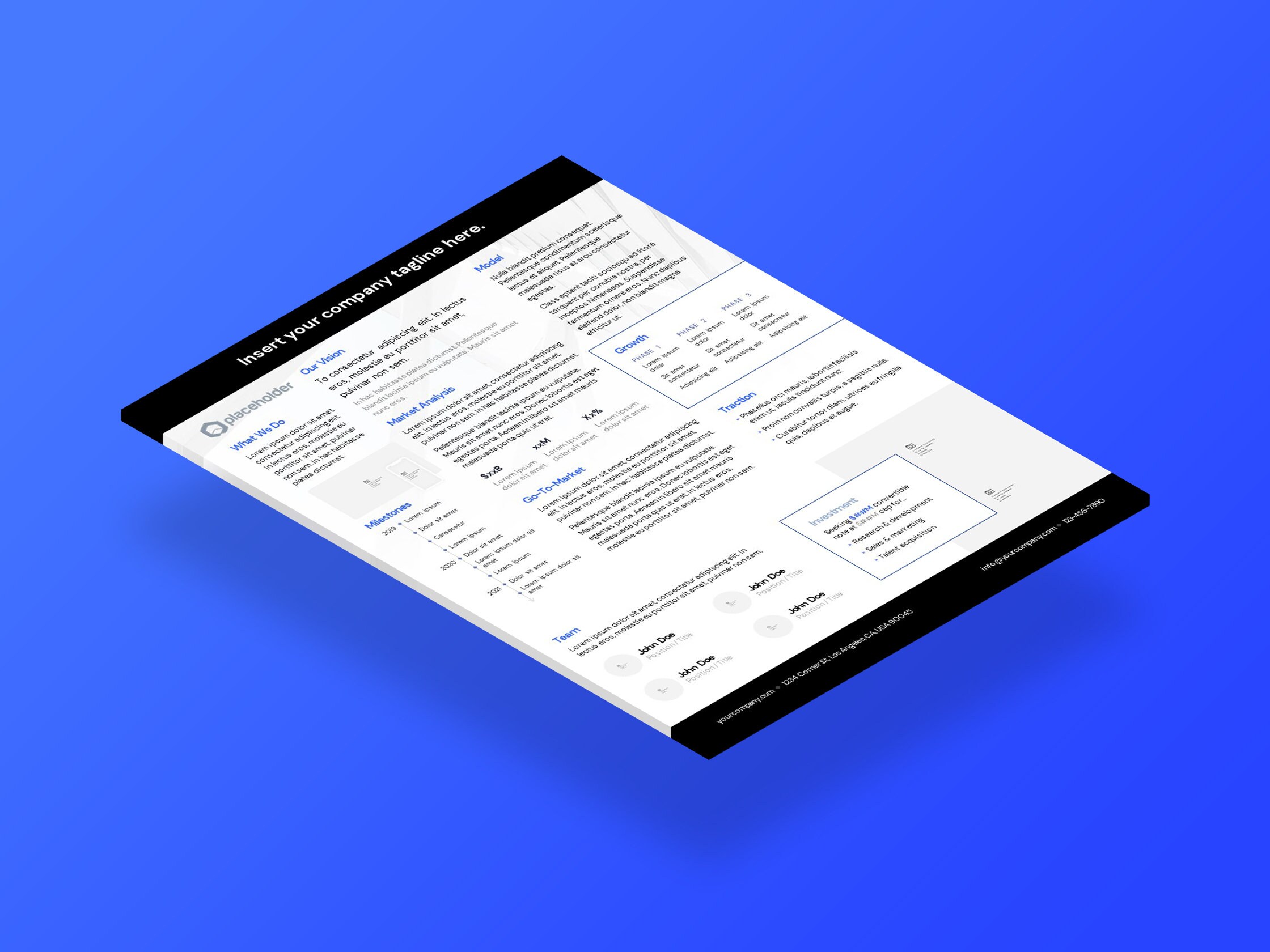 Startup Executive Summary / One-page Pitch Presentation Template for ...