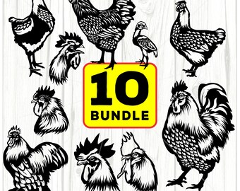 Chicken Bundle SVG, Farm Animal Svg, Rooster Svg, Hen Svg, Hand Drawn ...