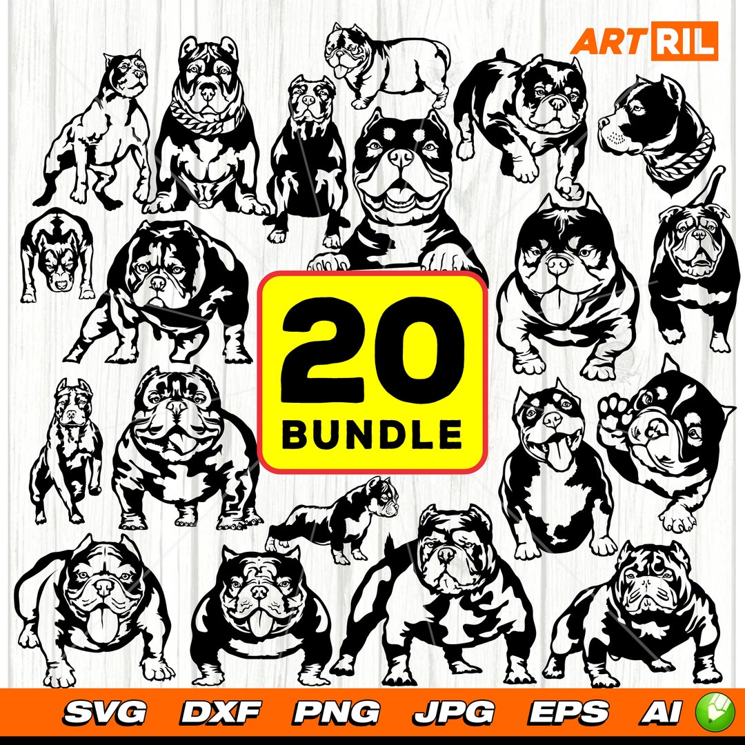 20 American Bully Digital Download Bundle Cute Dog SVG & PNG Files ...