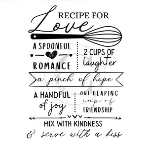 Printable Recipe for Love Decor Sign With Instant Download | Bridal ...