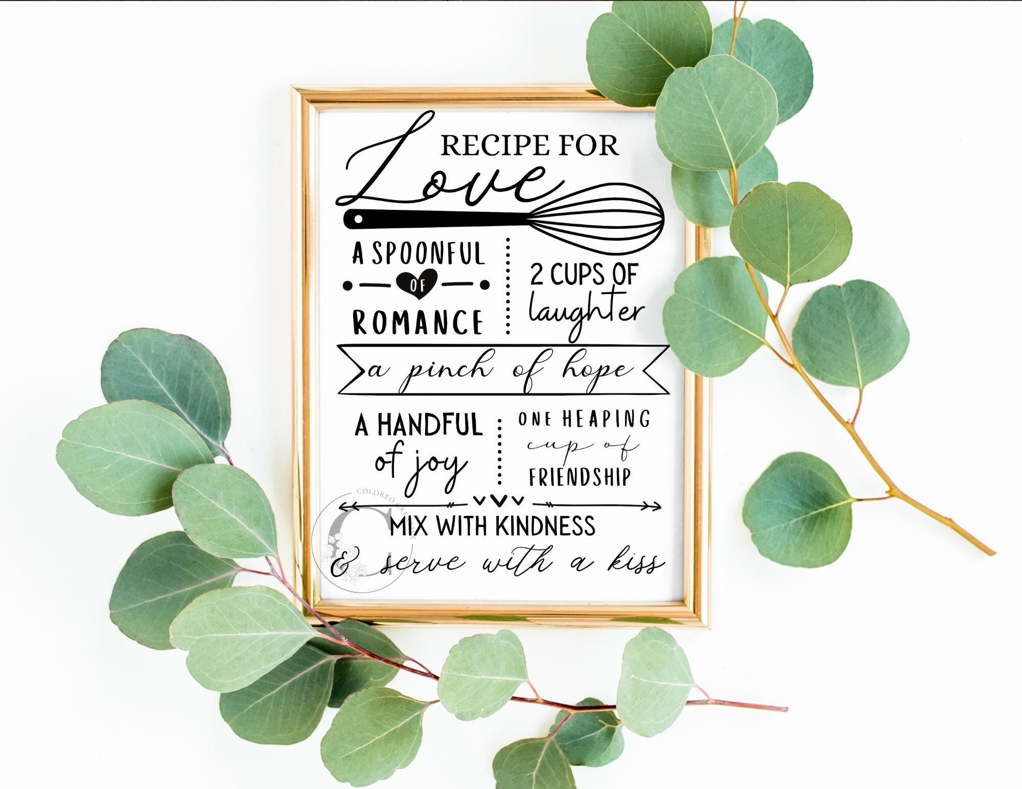Printable Recipe for Love Decor Sign With Instant Download | Bridal ...