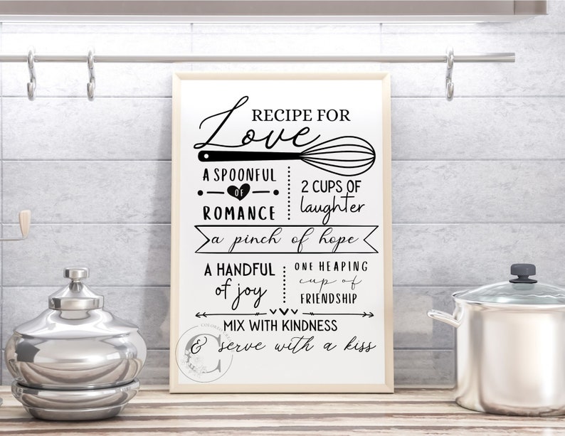 Printable Recipe for Love Decor Sign With Instant Download | Bridal ...