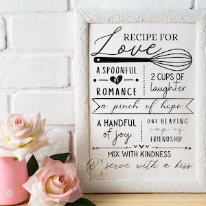 Printable Recipe for Love Decor Sign With Instant Download | Bridal ...