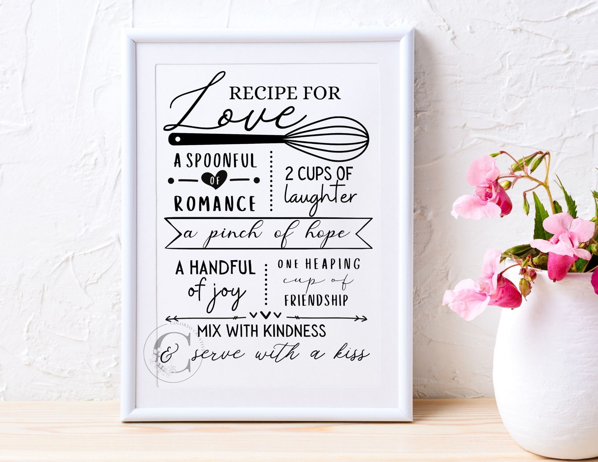 Printable Recipe for Love Decor Sign With Instant Download | Bridal ...