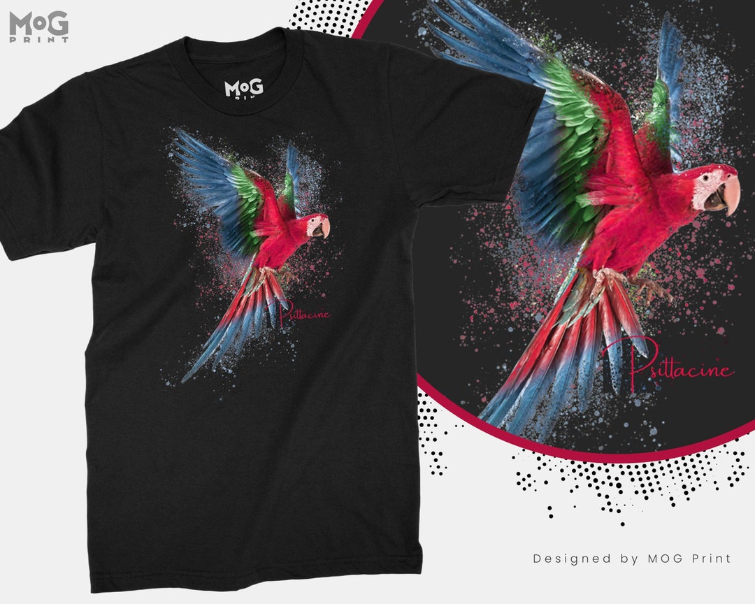 Colorful Parrot Art T-shirt - Tropical Parrot T-shirt | Rare Birds ...