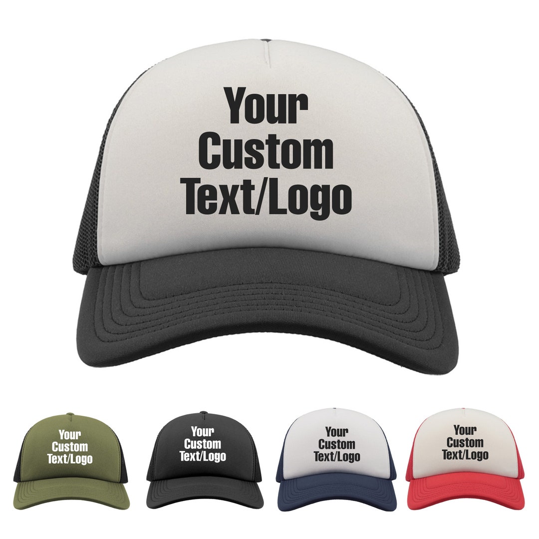 Personalised Text Logo Trucker Cap | Custom Print Trucker Hat ...