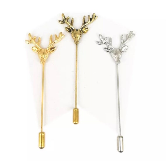Head Deer Stag Lapel Pin Gold Silver Bronze Color - Etsy