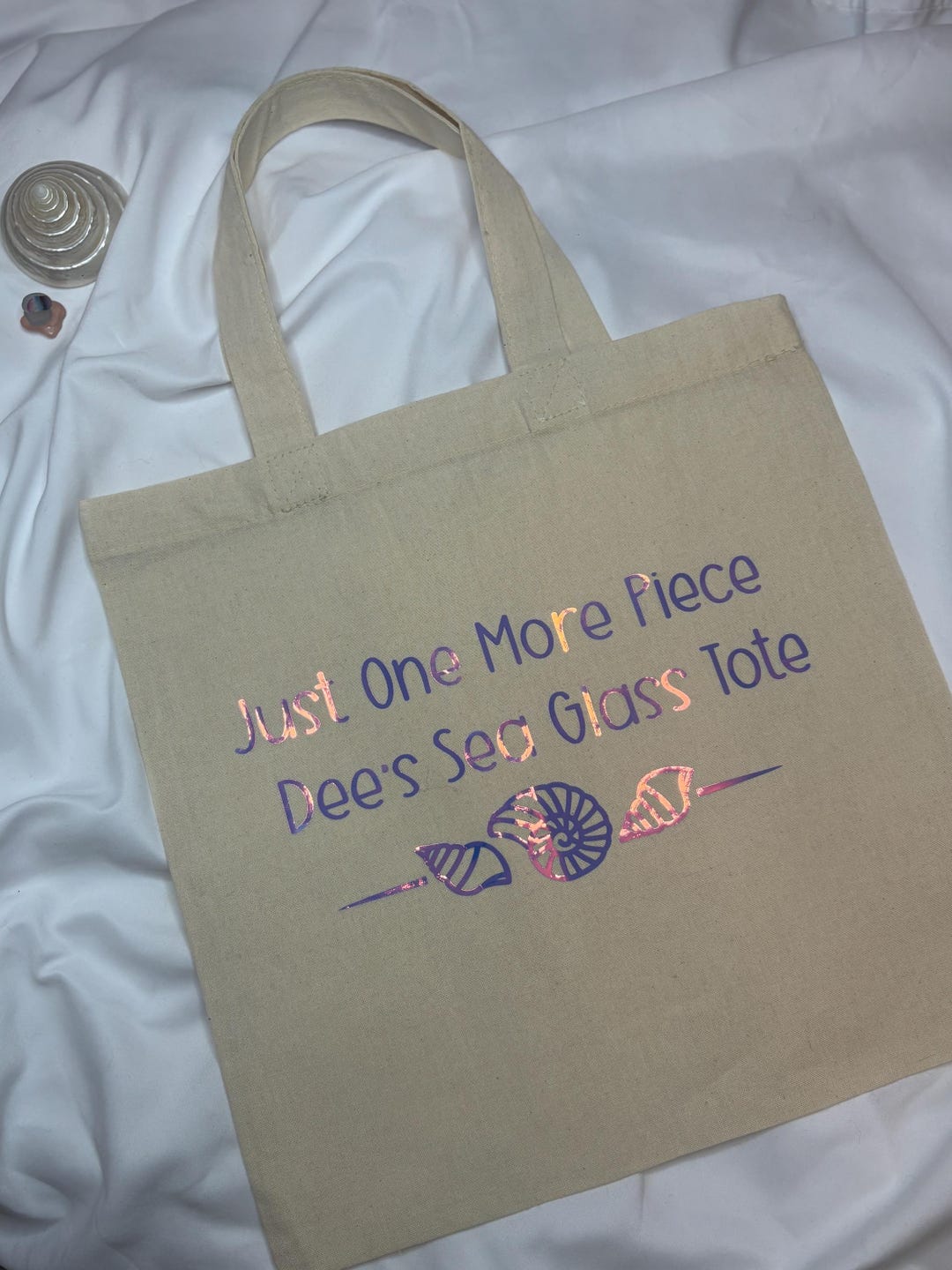 Personalized Sea Glass Tote Bag – Beachcomber Cotton Canvas, Seashell ...