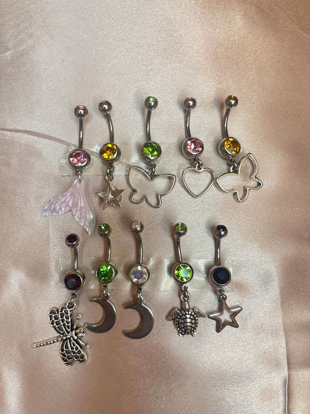 Double Gemmed Belly Bar Various Designs - Etsy